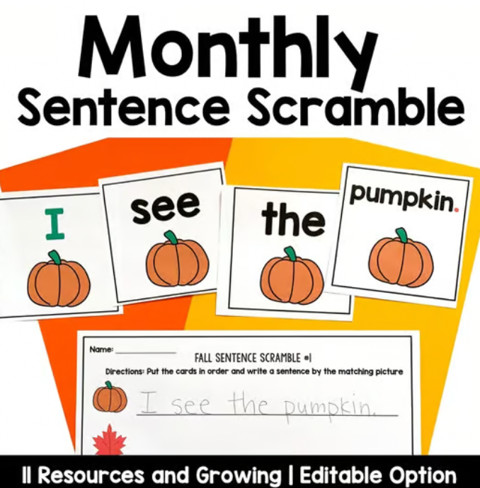 Monthly Sentence Scrambles Growing Bundle – ThatKinderMama