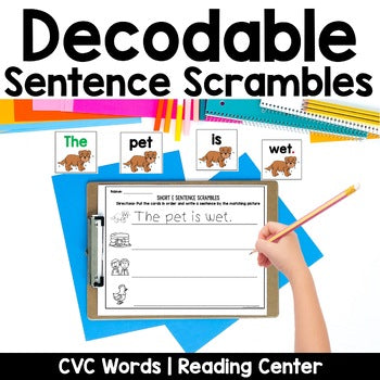 CVC Decodable Sentence Scrambles | Science of Reading – ThatKinderMama