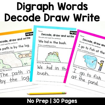 Decode Draw Write Digraphs Words Center | No Prep – ThatKinderMama