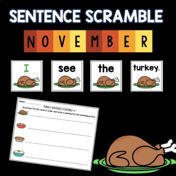 November Sentence Scramble | Centers | Kindergarten – ThatKinderMama