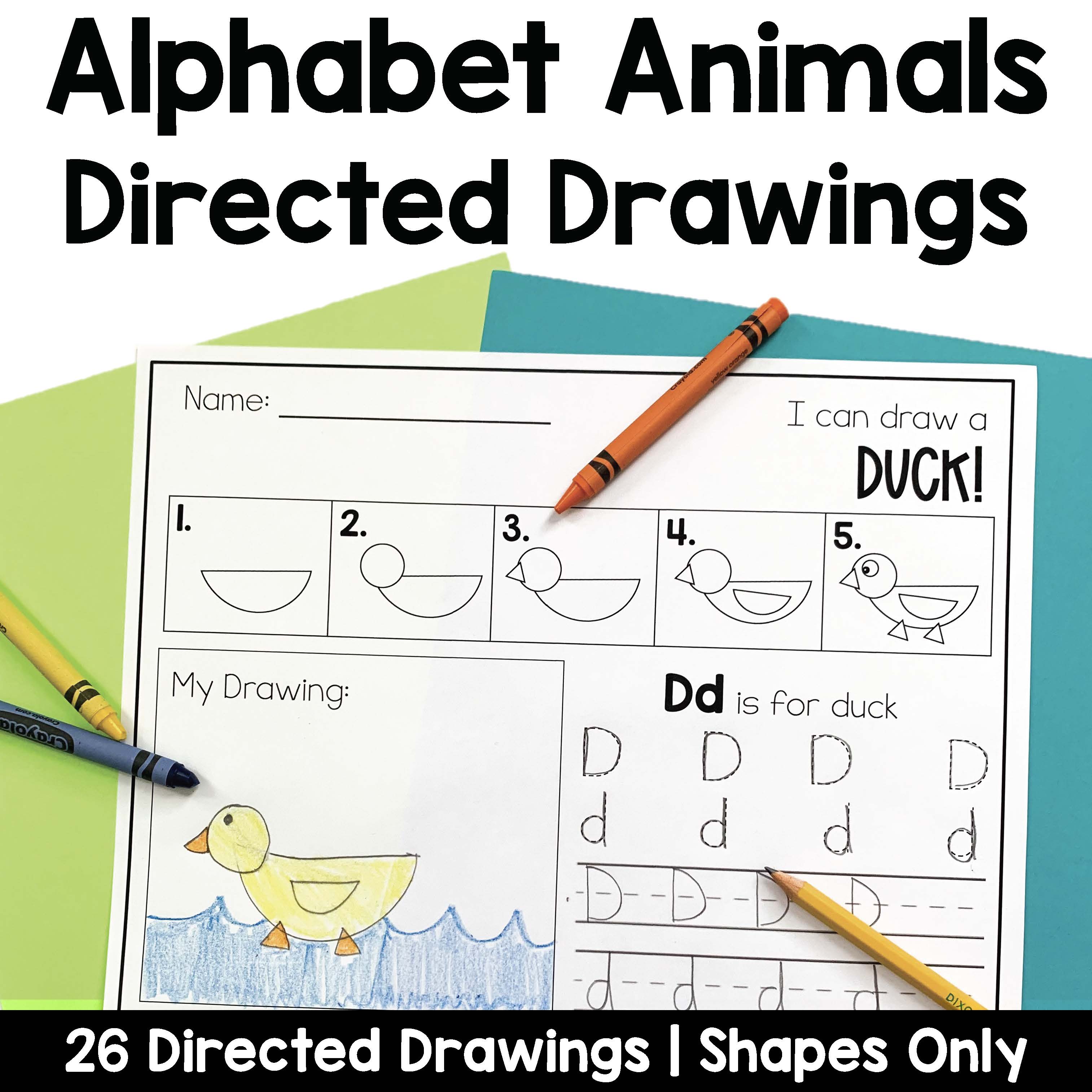 Alphabet Directed Drawings with Shapes – ThatKinderMama