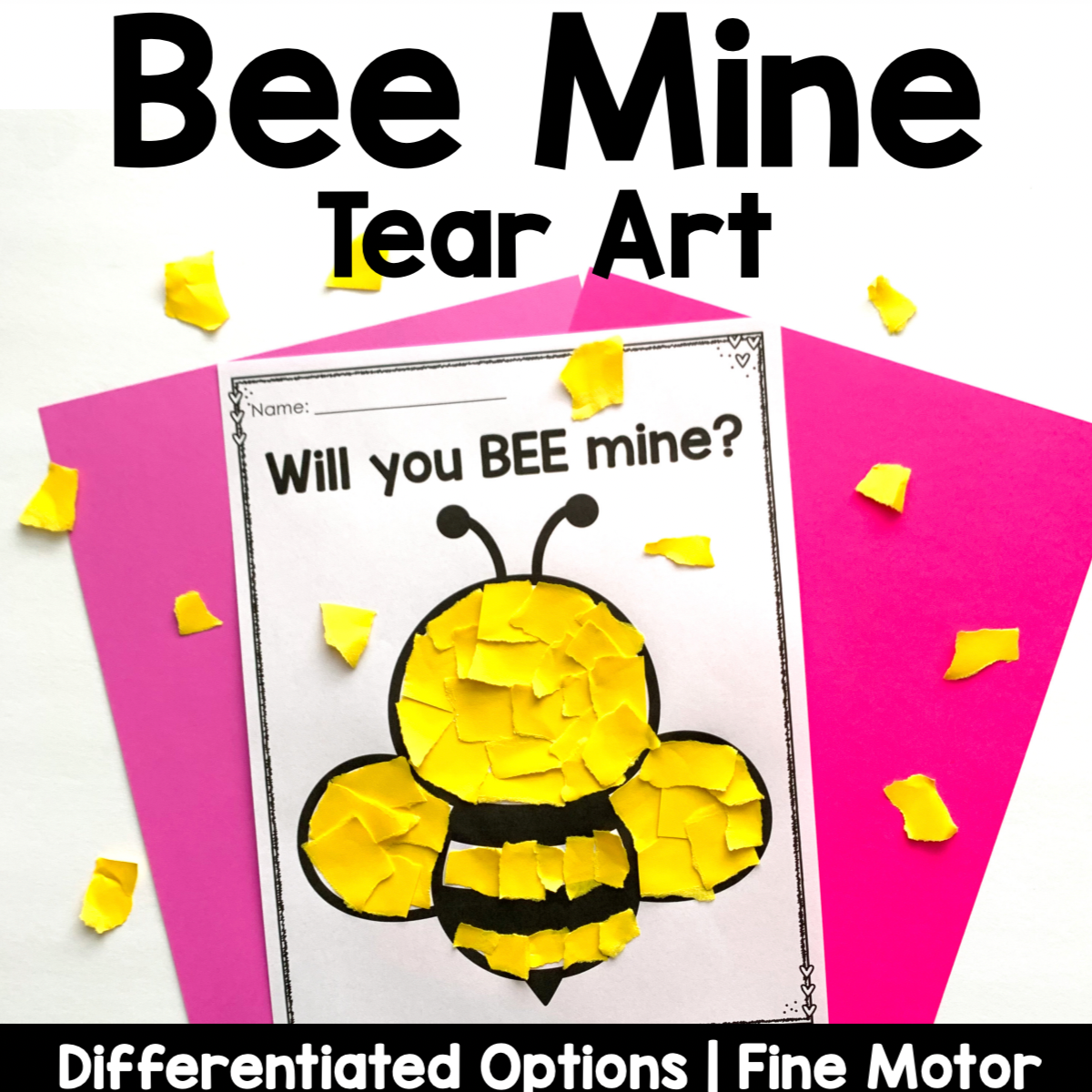 Bee Mine Tear Art Craft | Valentines Day Craft – ThatKinderMama