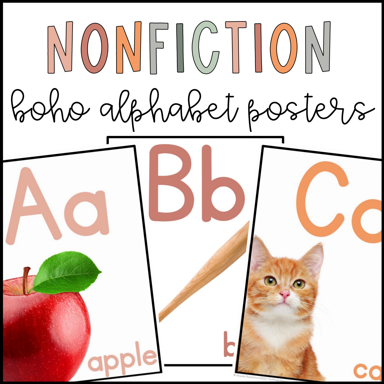 Boho Nonfiction Alphabet Poster with Real Pictures | Orton Gillingham ...