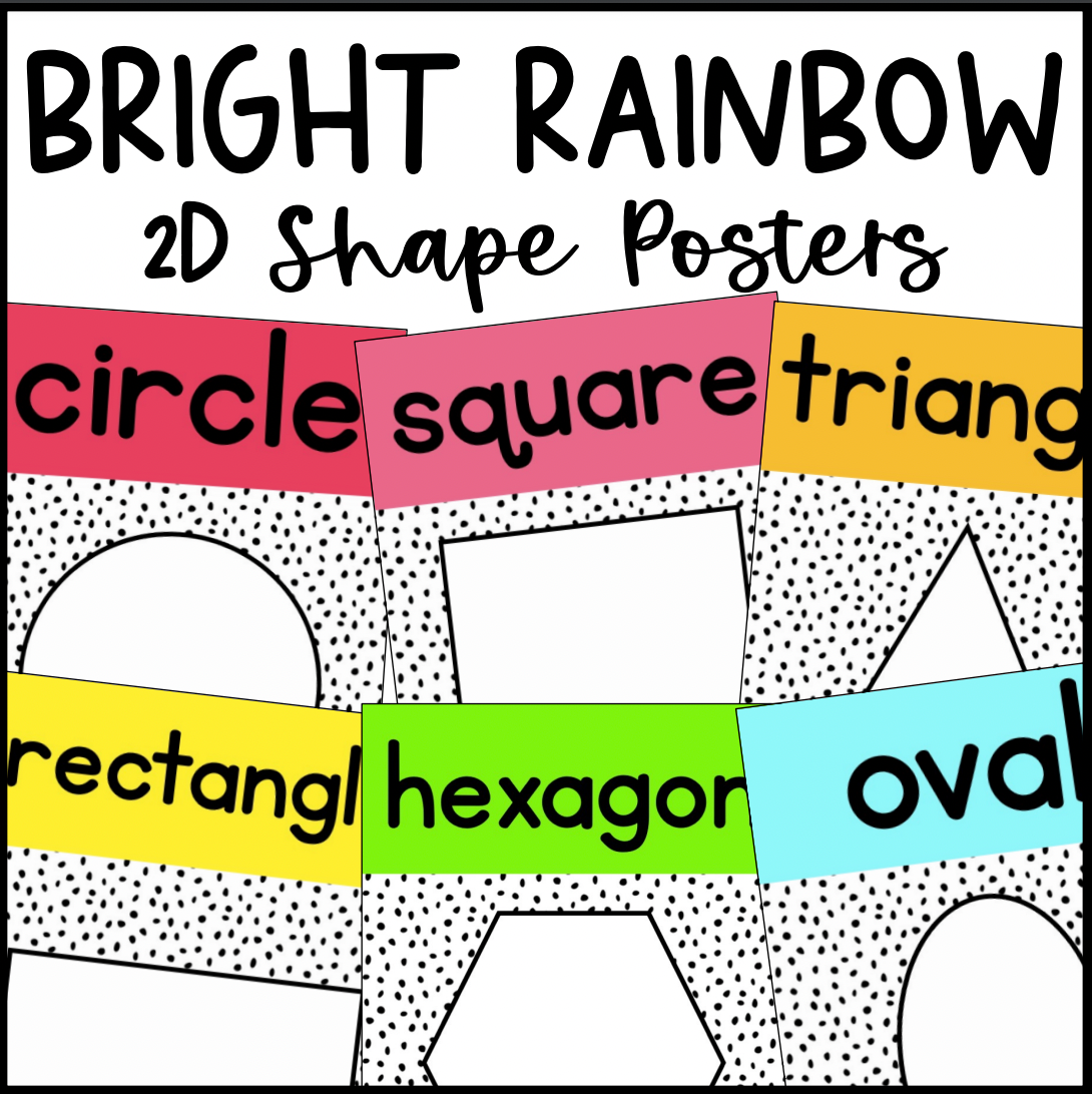 Bright Rainbow 2D Shape Posters | Dalmatian Print | Colorful Classroom ...