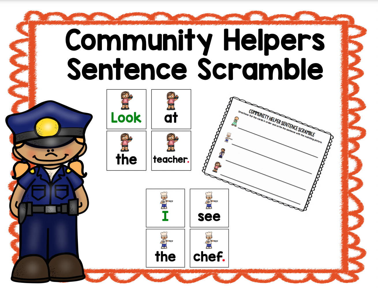 Community Helper Sentence Scramble | Kindergarten – ThatKinderMama
