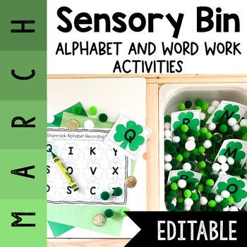 March Sensory Bin | Alphabet and Sight Words Center | Editable ...