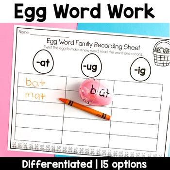 Egg Word Work Center | Word Families | Digraphs | Kindergarten ...