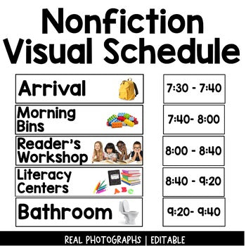 Visual Schedule Real Pictures | Nonfiction | Editable – ThatKinderMama