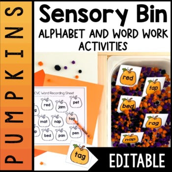 October Sensory Bin | Alphabet | Sight Word | CVC word center | Editab ...