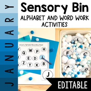 January Sensory Bin | Alphabet | Sight Word | CVC word center | Editab ...
