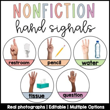 Pastel Rainbow Nonfiction Hand Signals | Real Pictures | Classroom Man ...