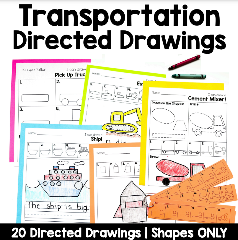 Directed Drawings with Shapes | Transportation – ThatKinderMama