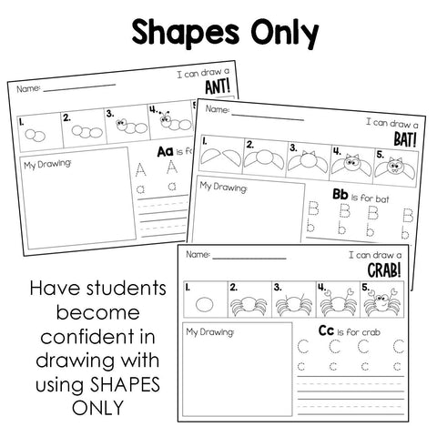 Alphabet Directed Drawings with Shapes – ThatKinderMama
