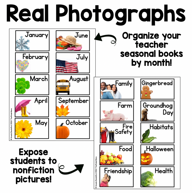 Classroom Library Labels with Real Nonfiction Pictures | Classroom Org ...