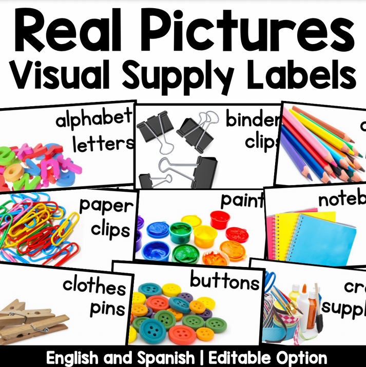 Classroom Supply Labels Real Pictures | Nonfiction | Editable ...