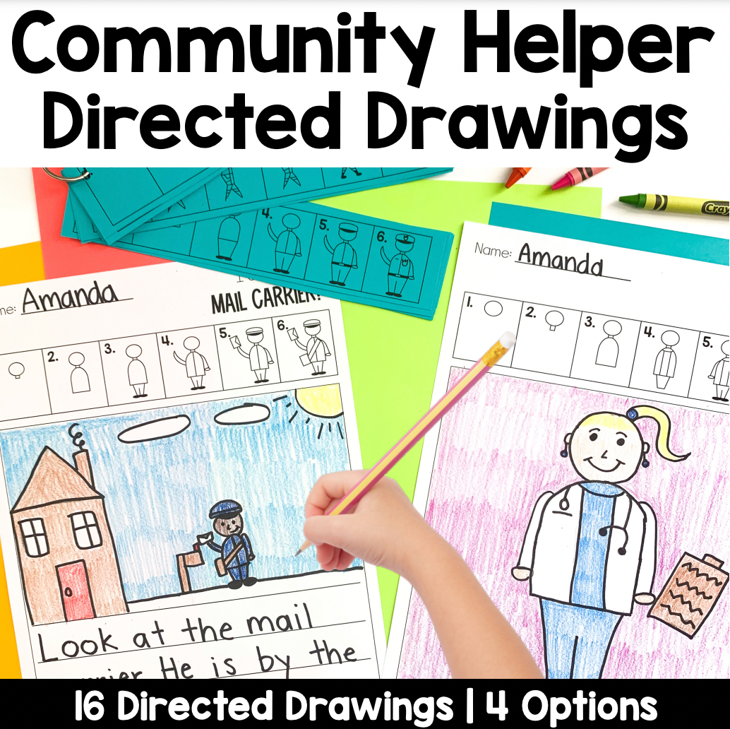 Community Helper Directed Drawings with Shapes | People – ThatKinderMama
