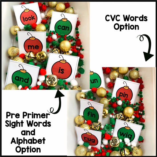 December Sensory Bin | Alphabet | Sight Word | CVC word center | Edita ...