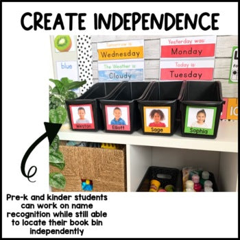 Editable Student Book Bin Labels | Real Pictures – ThatKinderMama
