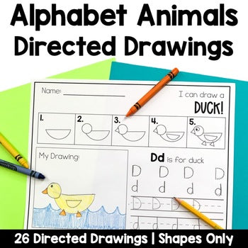 Directed Drawings with Shapes | Alphabet Animals – ThatKinderMama